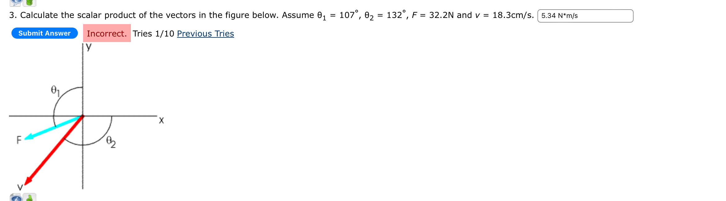 Solved Calculate the scalar product of the vectors in the | Chegg.com