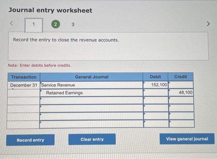 Journal entry worksheet Record the entry to close the | Chegg.com