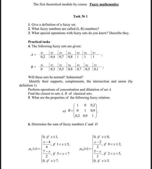 Solved The First Theoretical Module By Course Fuzzy 