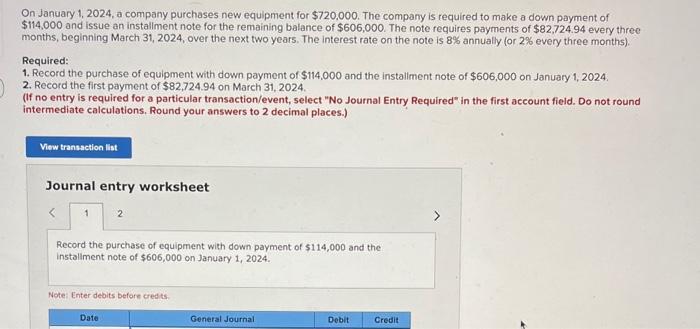 Solved On January 1,2024 , a company purchases new equipment | Chegg.com