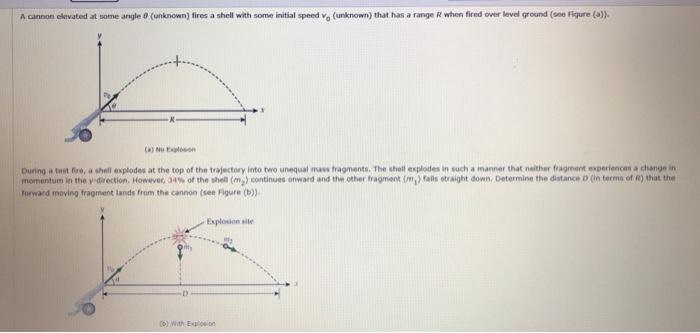 Solved A cannon elevated at some angle (unknown) fires a | Chegg.com