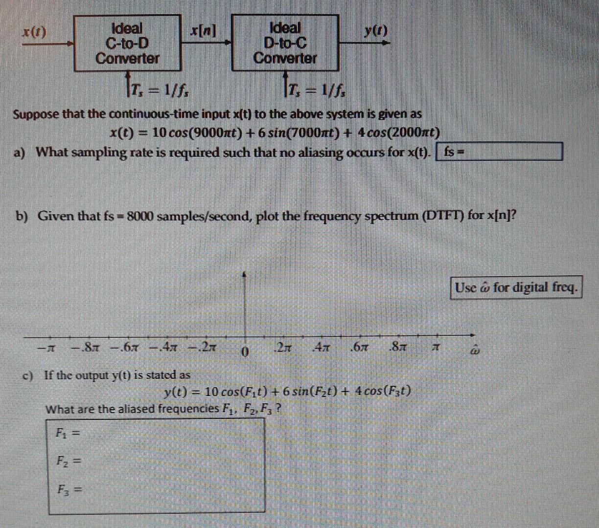 Solved Hppose that the continuous-time input x(t) to the | Chegg.com