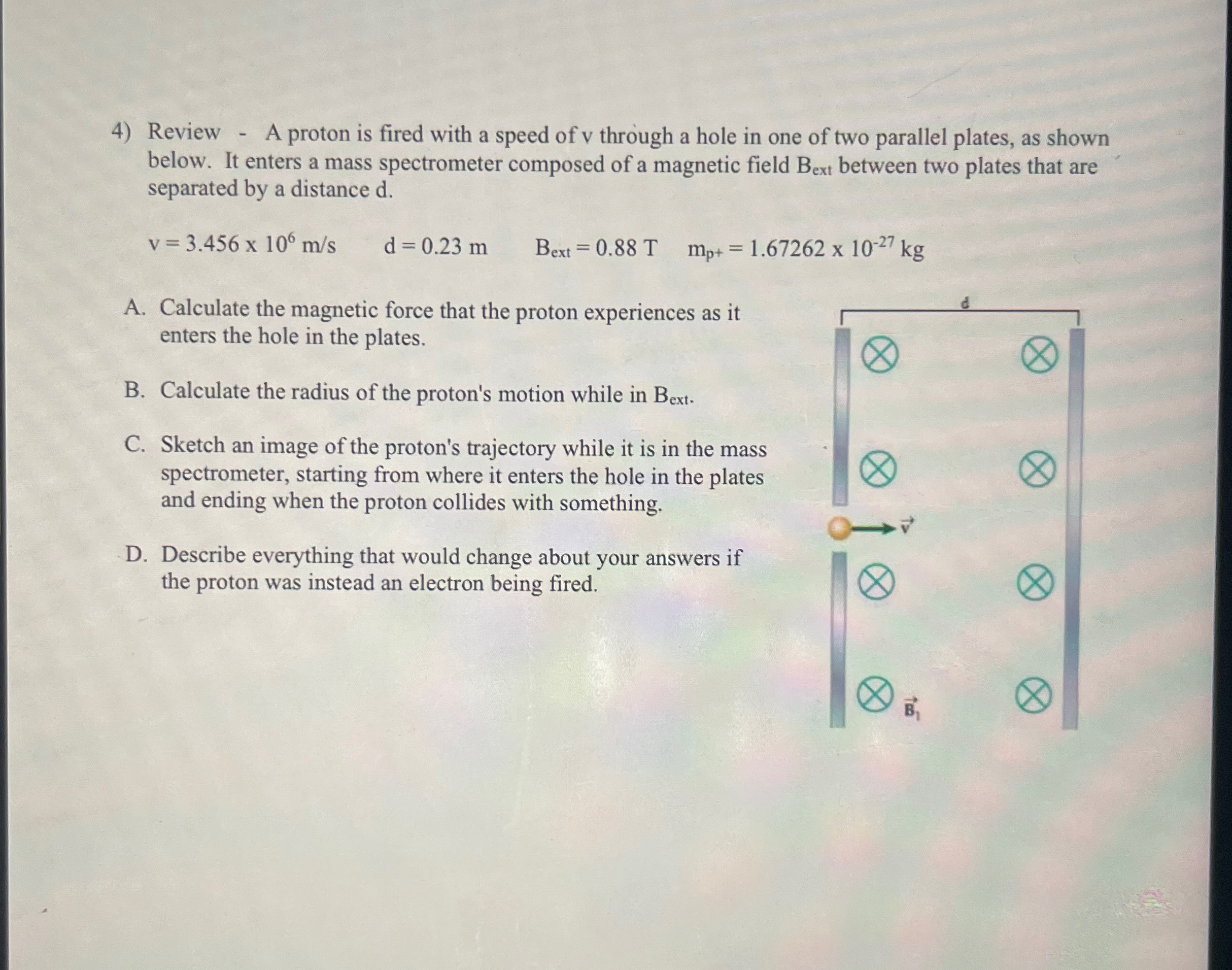 Solved Review - ﻿A proton is fired with a speed of v | Chegg.com
