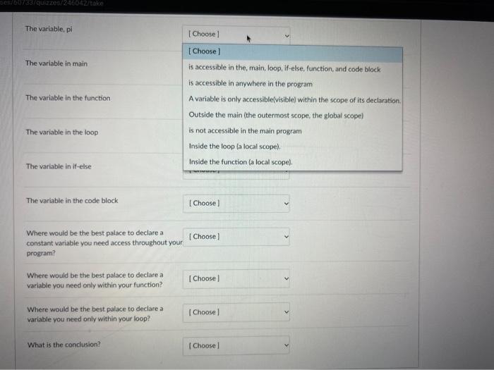Solved The variable in main The variable in the function The | Chegg.com