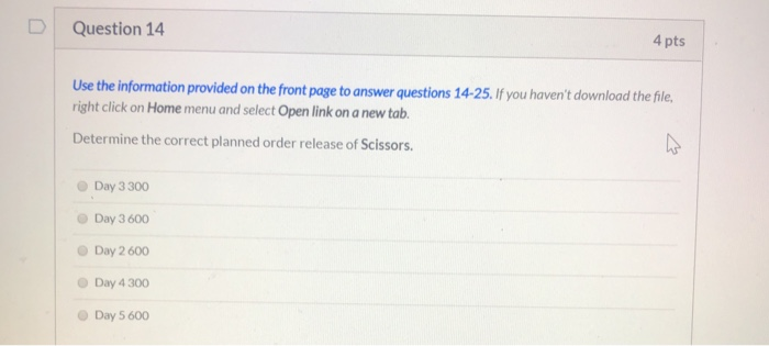 Solved Question 14 4 pts Use the information provided on the | Chegg.com