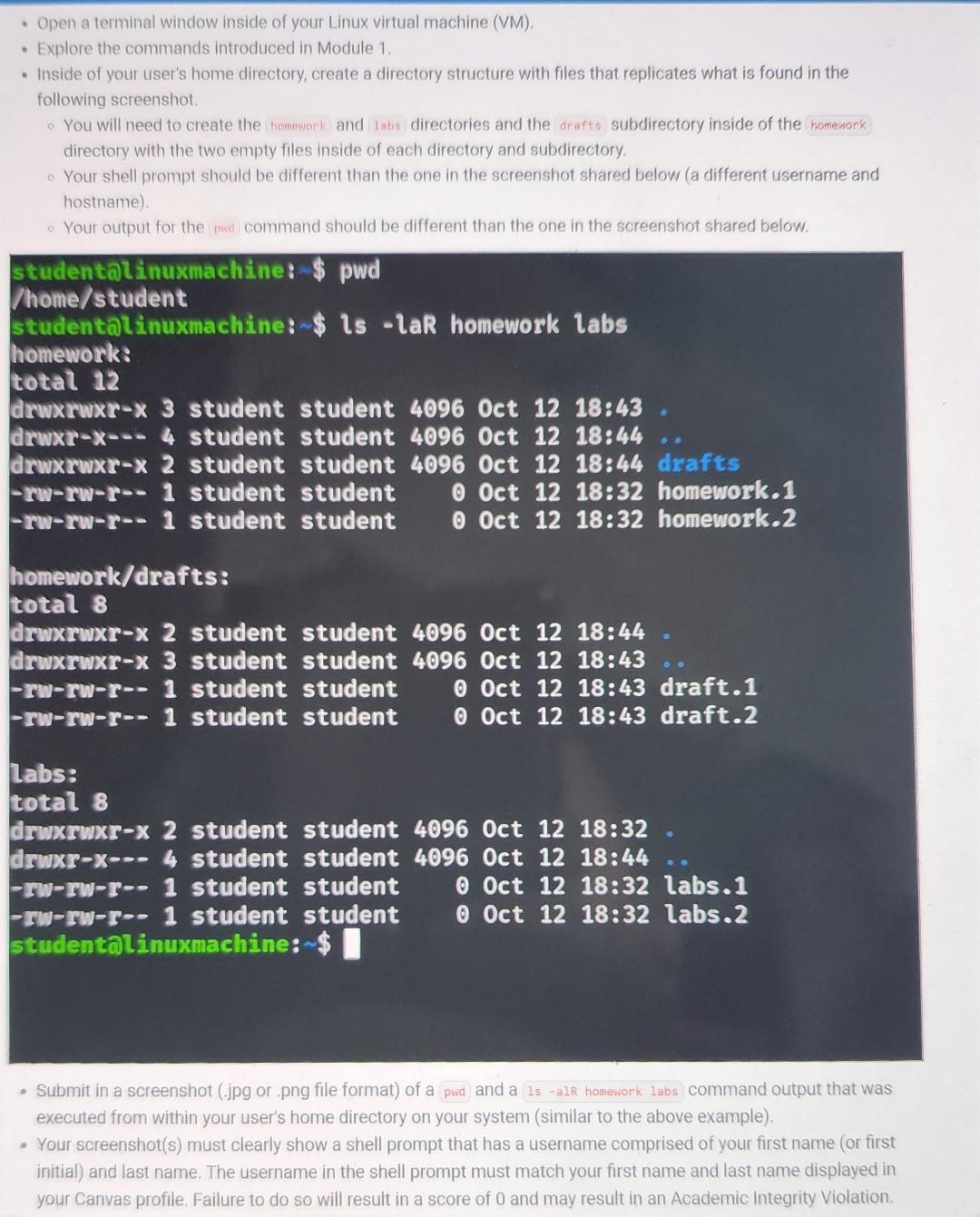 Solved - Open a terminal window inside of your Linux virtual | Chegg.com