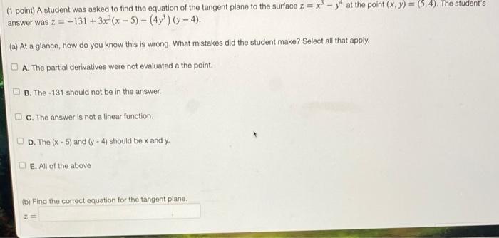 Solved (1 point) A student was asked to find the equation of | Chegg.com