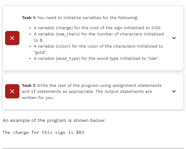 Solved Task 1: You need to initialize variables for the | Chegg.com