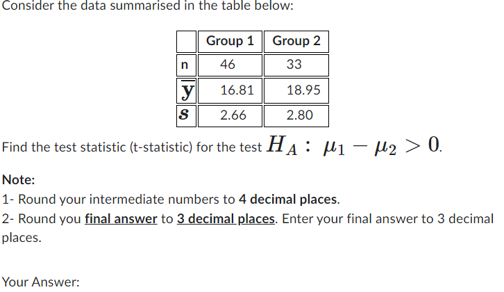 Solved Consider the data summarised in the table below:Find | Chegg.com