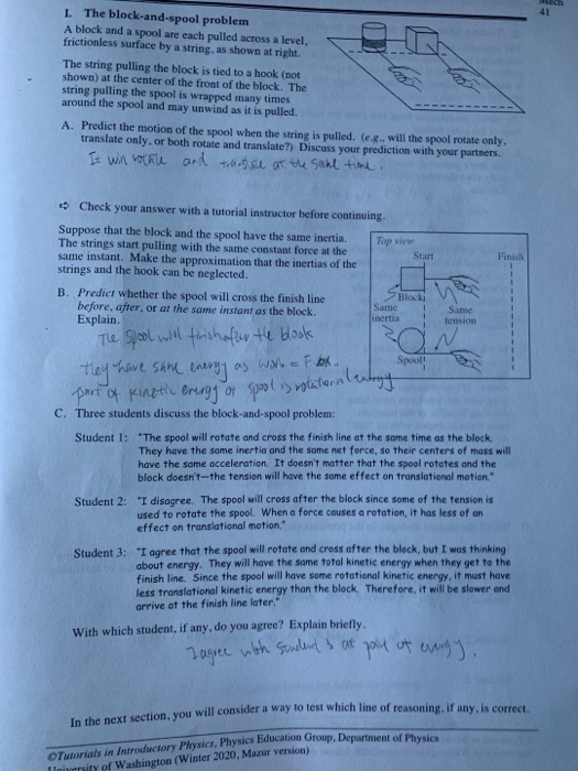 Solved I The block-and-spool problem A block and a spool are | Chegg.com
