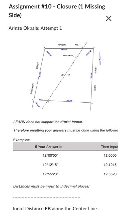 Assignment \#10 - Closure (1 Missing Side) Arinze | Chegg.com