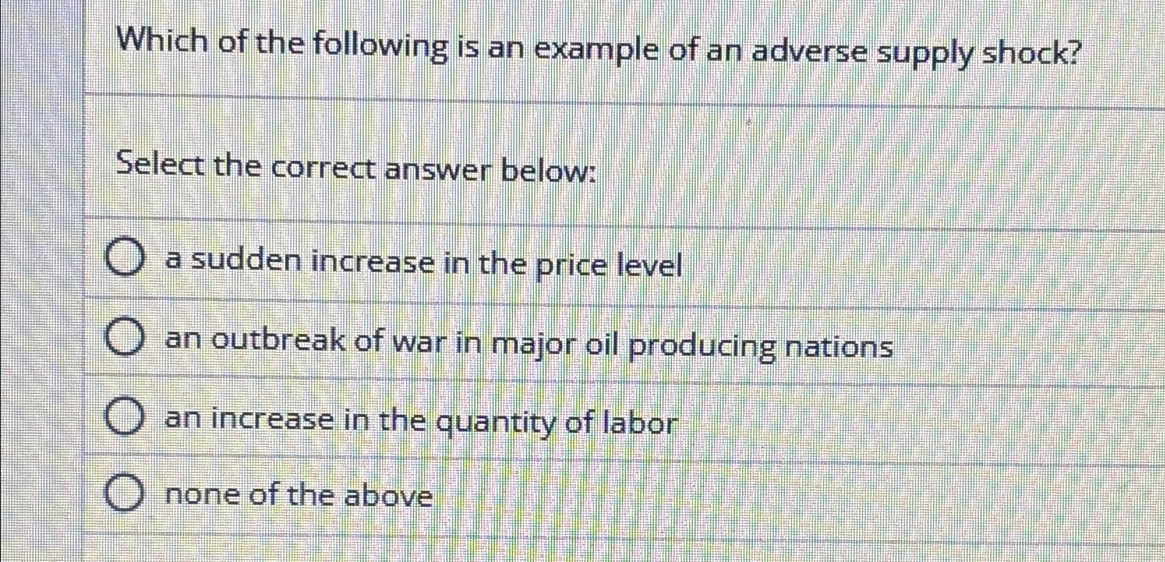Solved Which of the following is an example of an adverse | Chegg.com