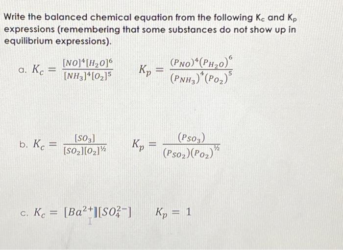 Solved Write the balanced chemical equation from the | Chegg.com