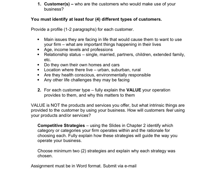 g2.For each customer type - fully explain the VALUE | Chegg.com