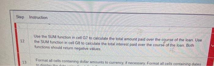 Solved Step Instruction 12 Use The Sum Function In Cell G7