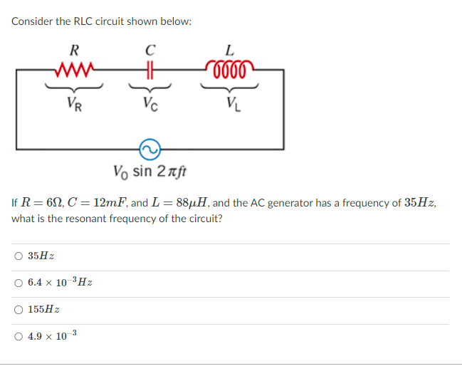 Solved Consider the RLC circuit shown below:If R=6Ω,C=12mF, | Chegg.com
