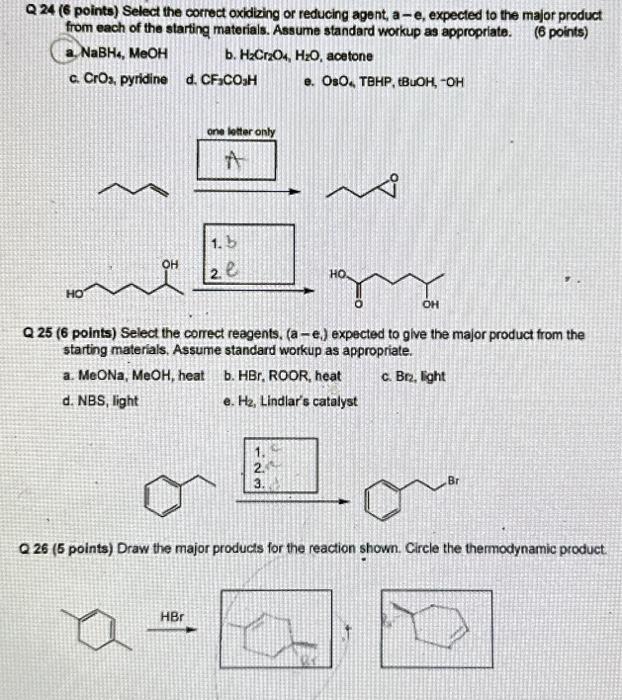 Solved Q 24 (6 points) Select the correct oxidizing or | Chegg.com