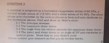 Solved QUESTION 3A material is subjected to a horizontal | Chegg.com