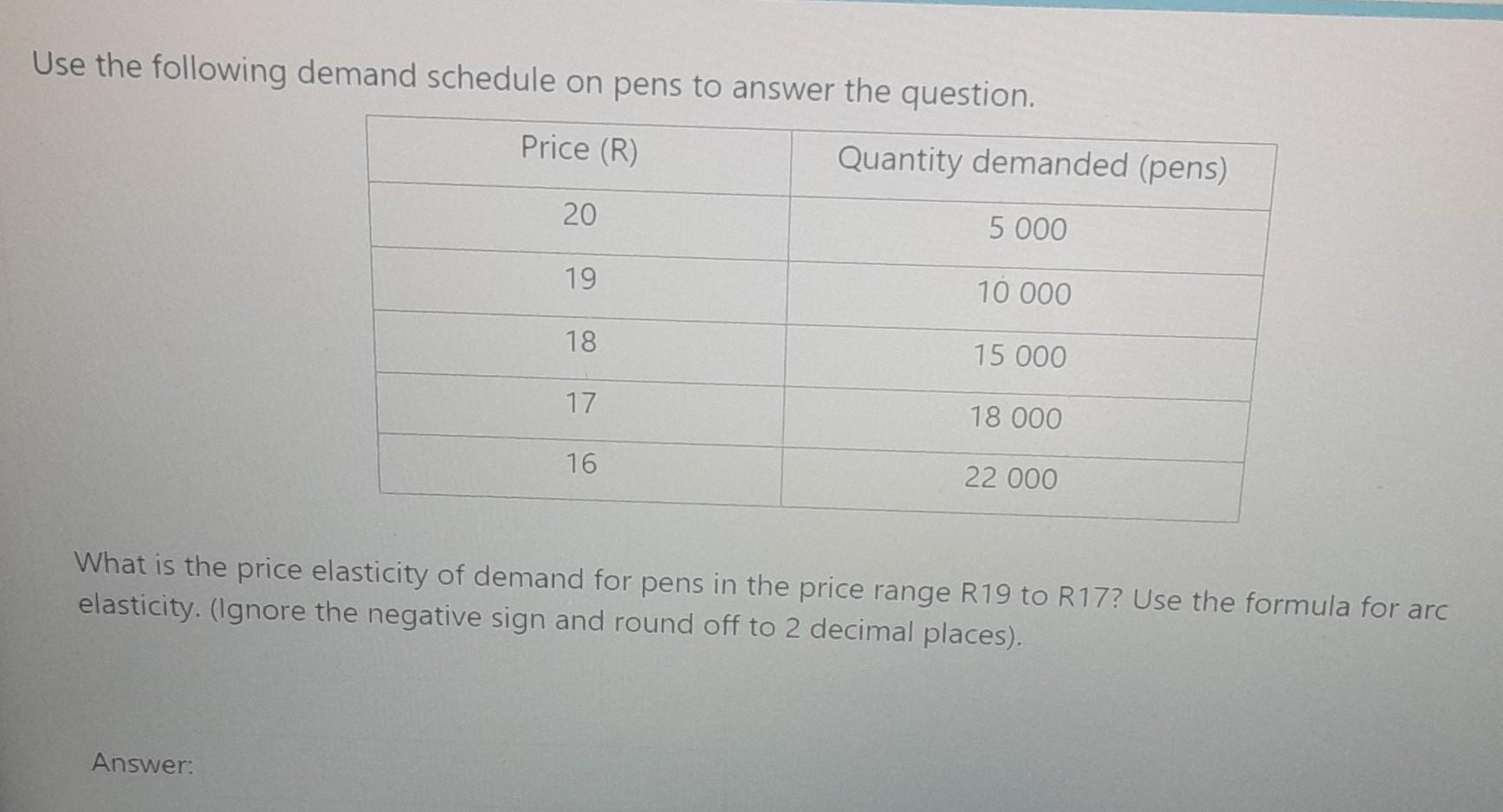 Solved Use the following demand schedule on pens to answer | Chegg.com