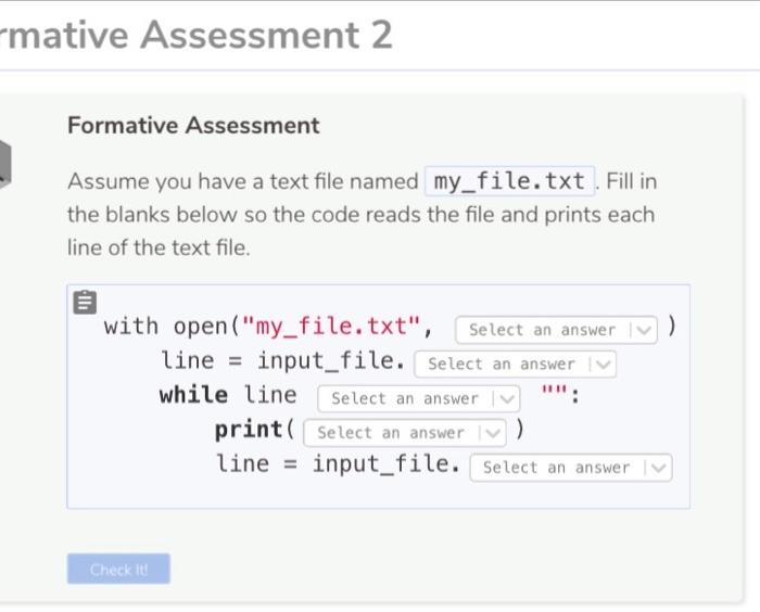 Solved Formative Assessment Rearrange the code blocks below | Chegg.com