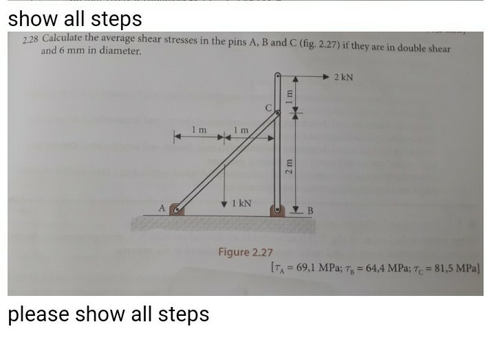 Solved show all steps 2.28 Calculate the average shear | Chegg.com
