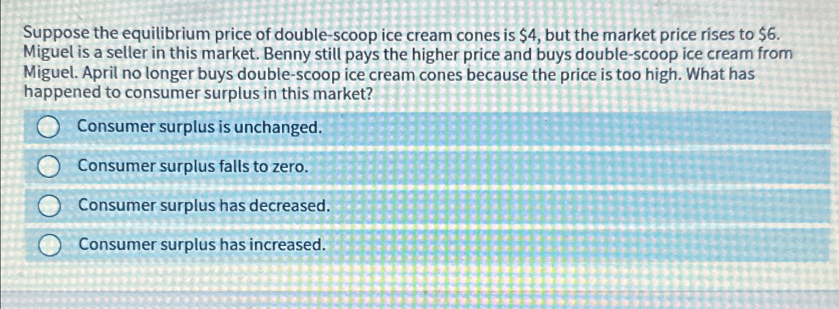 Solved Suppose the equilibrium price of double-scoop ice | Chegg.com