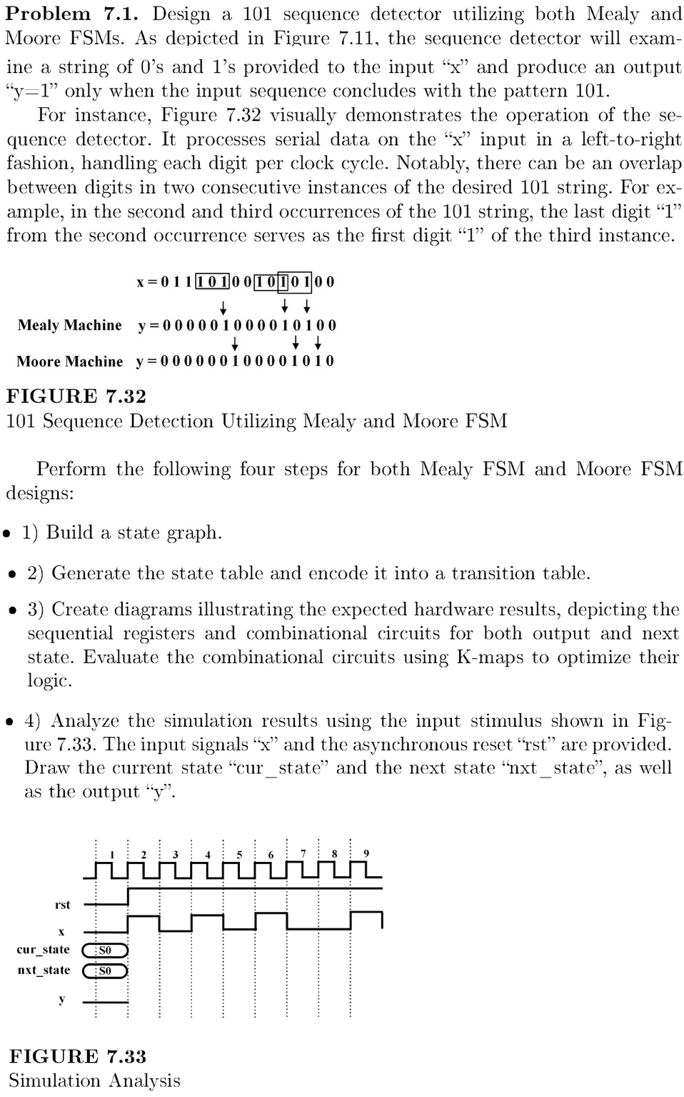 Problem 7.1. ﻿Design a 101 ﻿sequence detector | Chegg.com