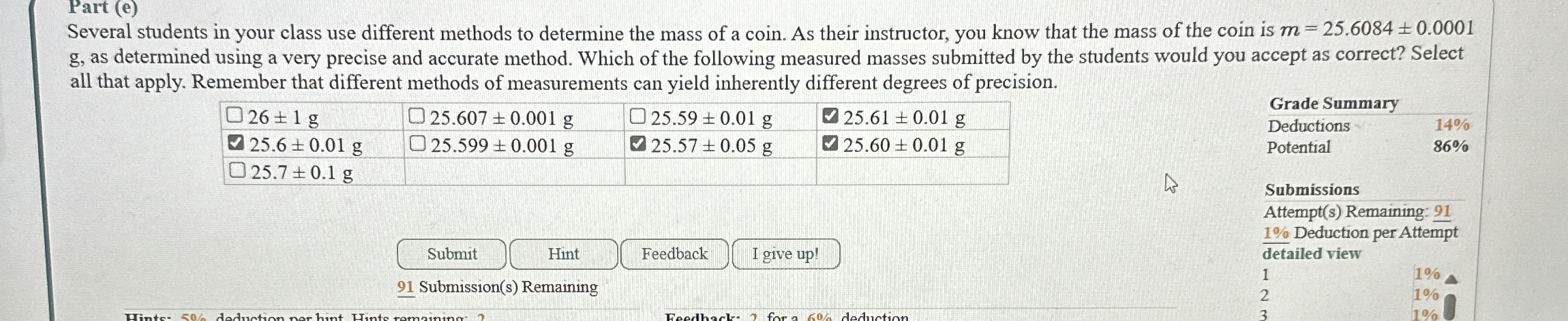 Solved Part (e)Several students in your class use different | Chegg.com