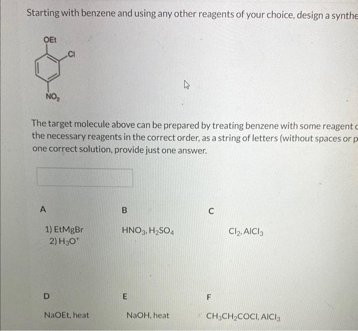 Solved Starting with benzene and using any other reagents of | Chegg.com