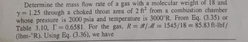 Solved Determine the mass flow rate of a gas with a | Chegg.com