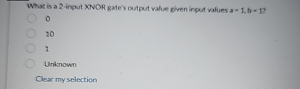 Solved What is a 2-input XNOR gate's output value given | Chegg.com