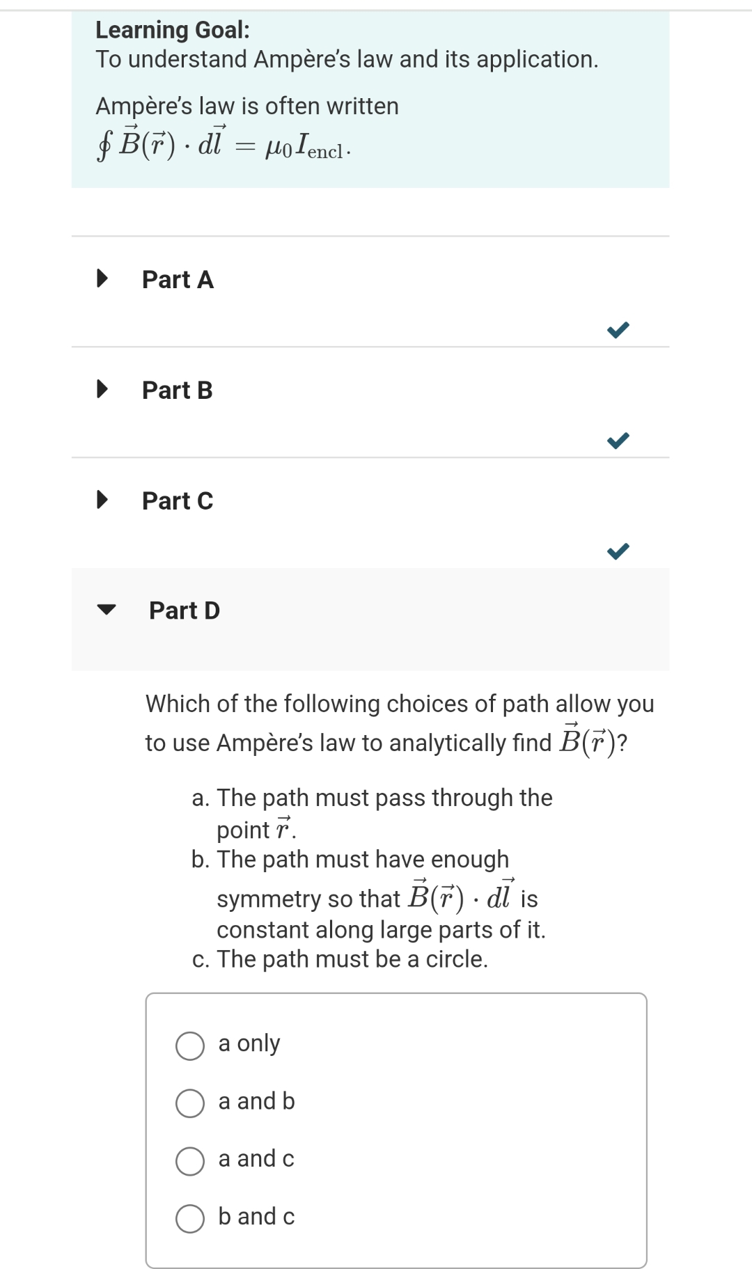 Solved Learning Goal:To understand Ampère's law and its | Chegg.com