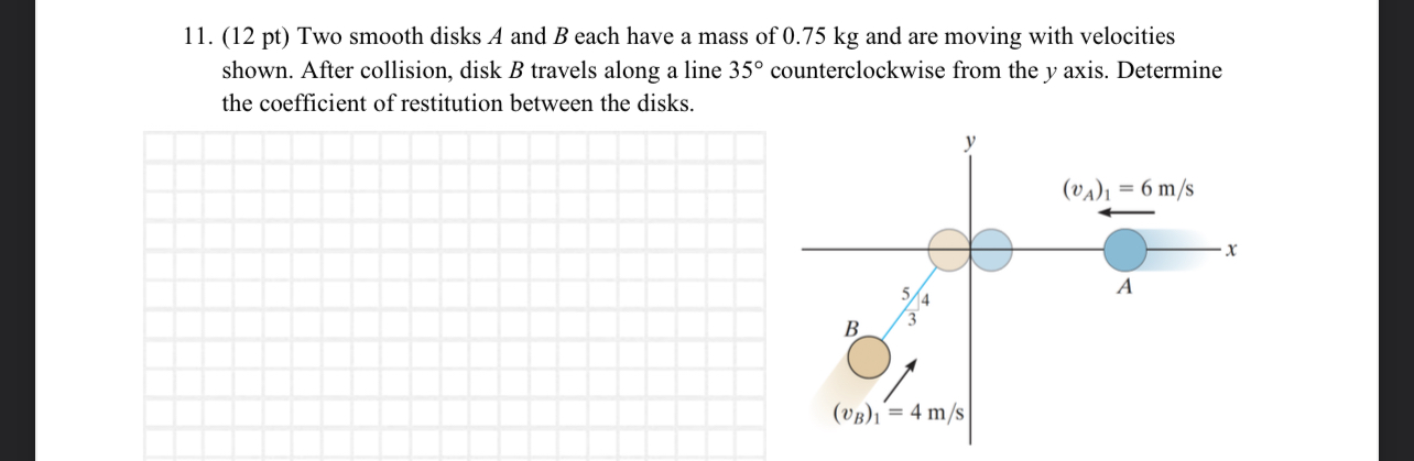 Solved (12 ﻿pt) ﻿Two smooth disks A and B ﻿each have a mass | Chegg.com