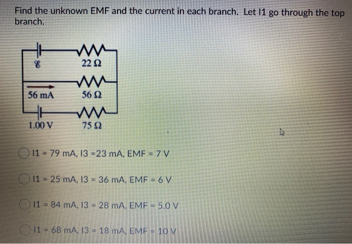 Solved Find the unknown EMF and the current in each branch. | Chegg.com