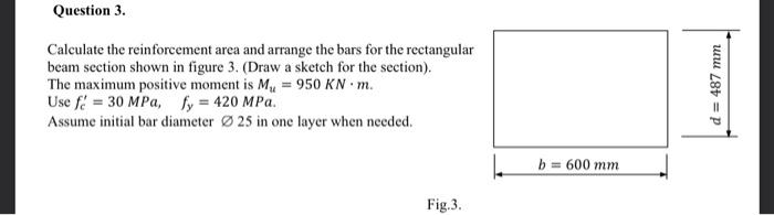 Solved Question 3. Calculate the reinforcement area and | Chegg.com
