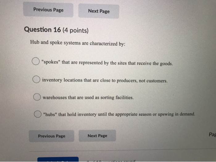 Solved Previous Page Next Page Question 16 (4 points) Hub | Chegg.com