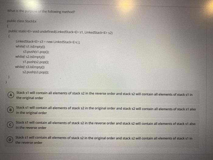 Solved What is the purpose of the following method? public | Chegg.com