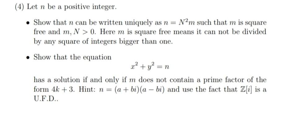 Solved Let n be a positive integer. - Show that n can be | Chegg.com