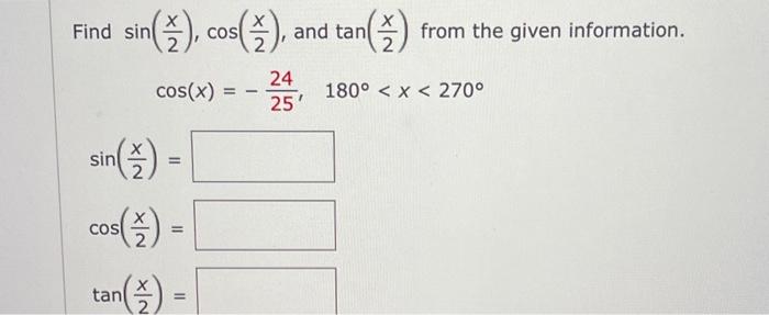 Solved Find sin(2x),cos(2x), and tan(2x) from the given | Chegg.com