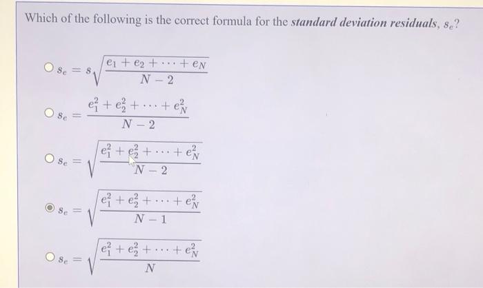 Solved Which of the following is the correct formula for the | Chegg.com