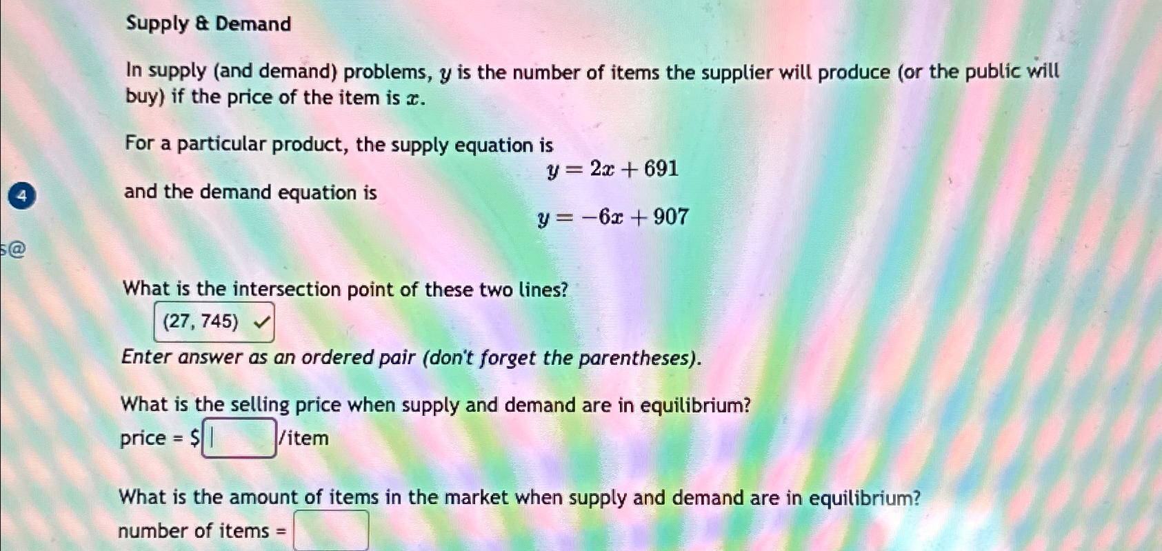 Solved Supply & DemandIn supply (and demand) ﻿problems, y | Chegg.com