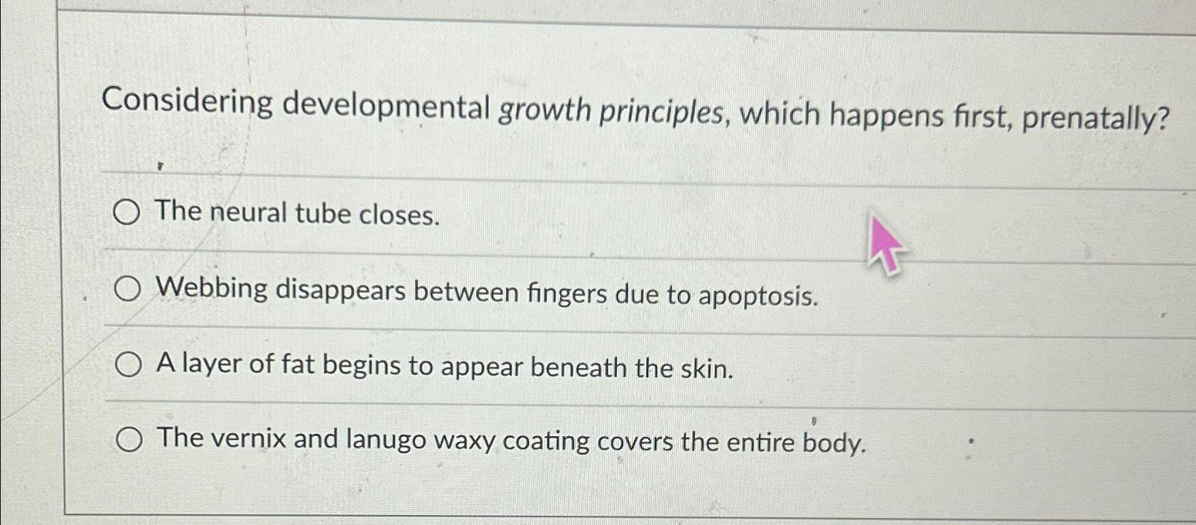 Solved Considering developmental growth principles, which | Chegg.com