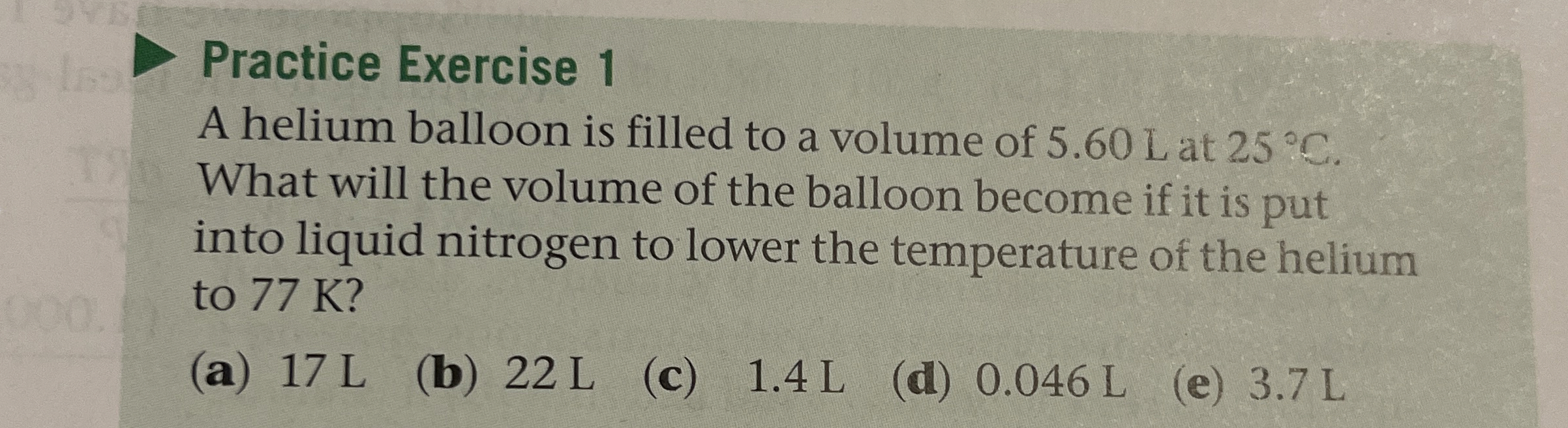 Solved Practice Exercise 1A helium balloon is filled to a | Chegg.com