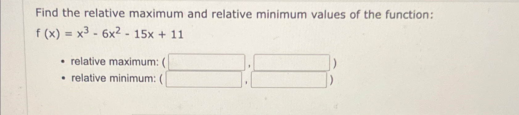 Solved Find The Relative Maximum And Relative Minimum Values 1969