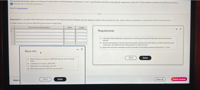 The Accounts Receva ce and Alowance for at Debts to | Chegg.com