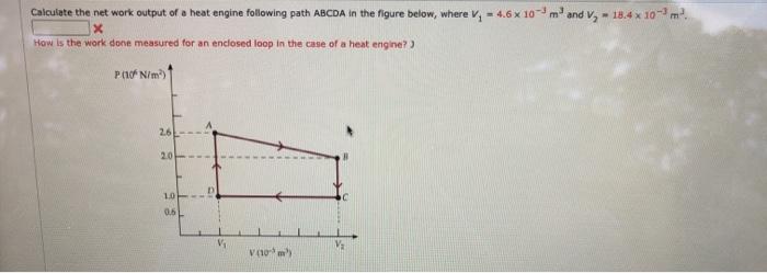 Solved and V, - 18.4 x 10-m Calculate the net work output of | Chegg.com