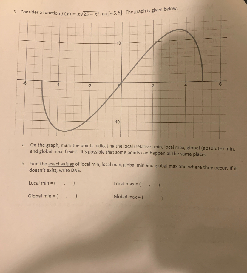 Solved Consider a function f(x)=x25-x22 ﻿on -5,5. ﻿The graph | Chegg.com