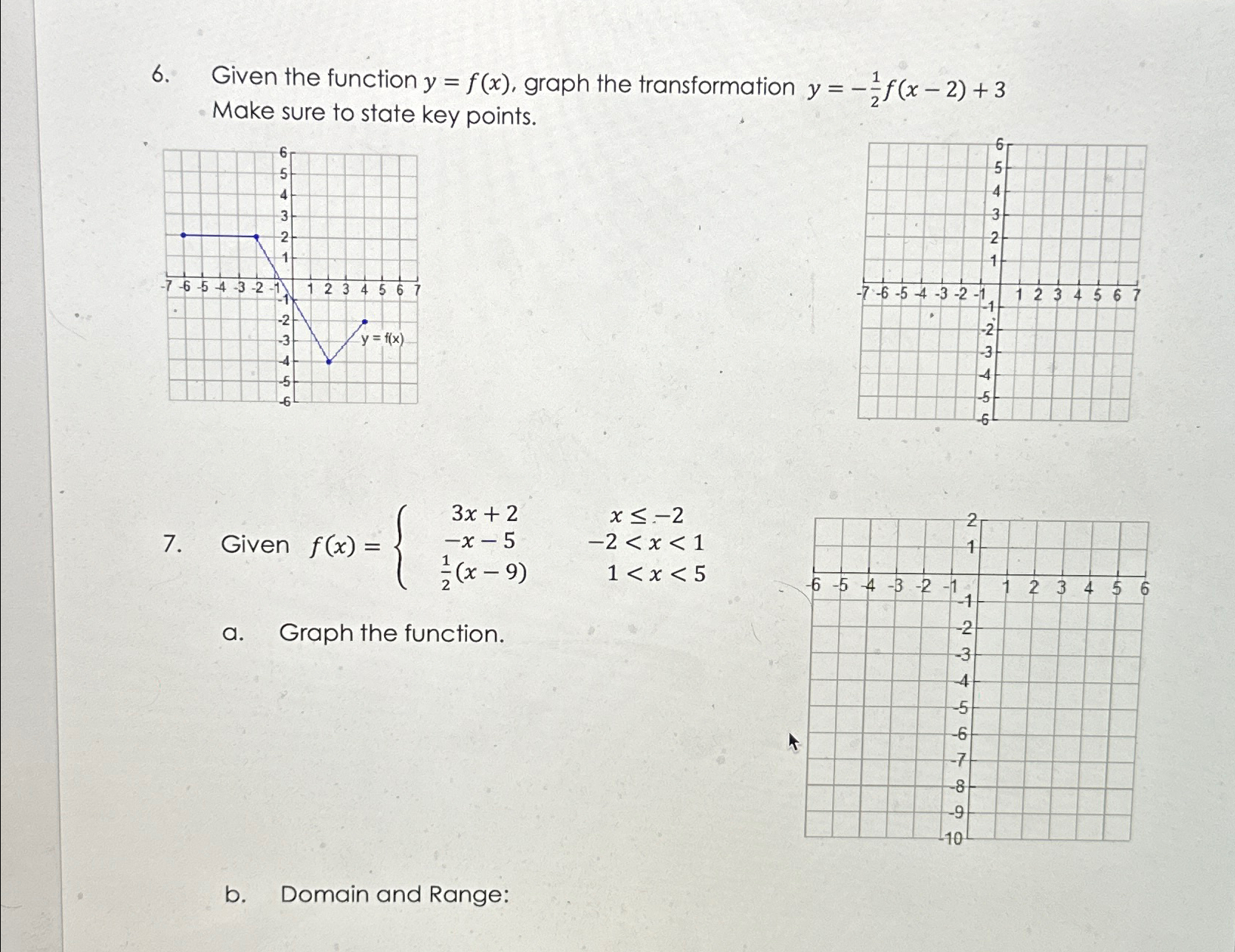 Solved Given the function y=f(x), ﻿graph the transformation | Chegg.com