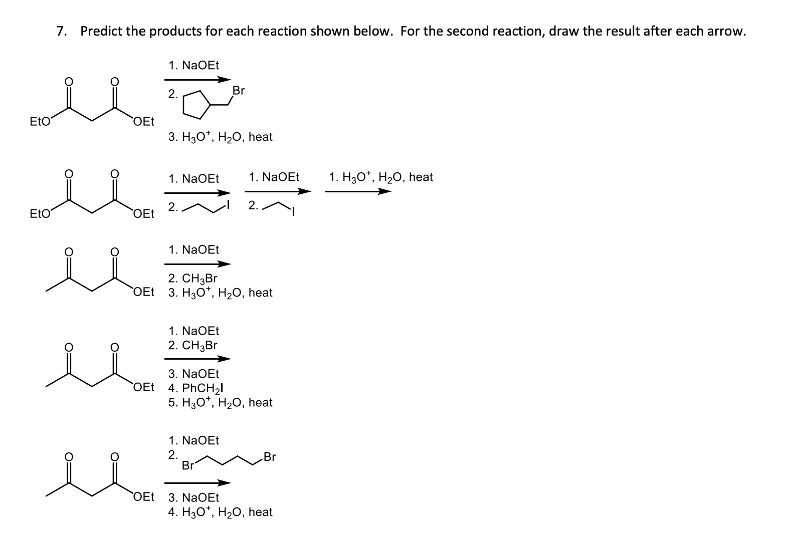 Predict the products for each reaction shown below. | Chegg.com