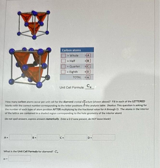 Solved Unit Cell Formula: Ca How many carbon atoms occur per | Chegg.com